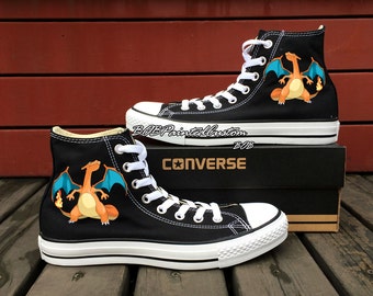 Pokemon Charizard Hand Painted Kids Adult Converse Shoes Anime Custom ...