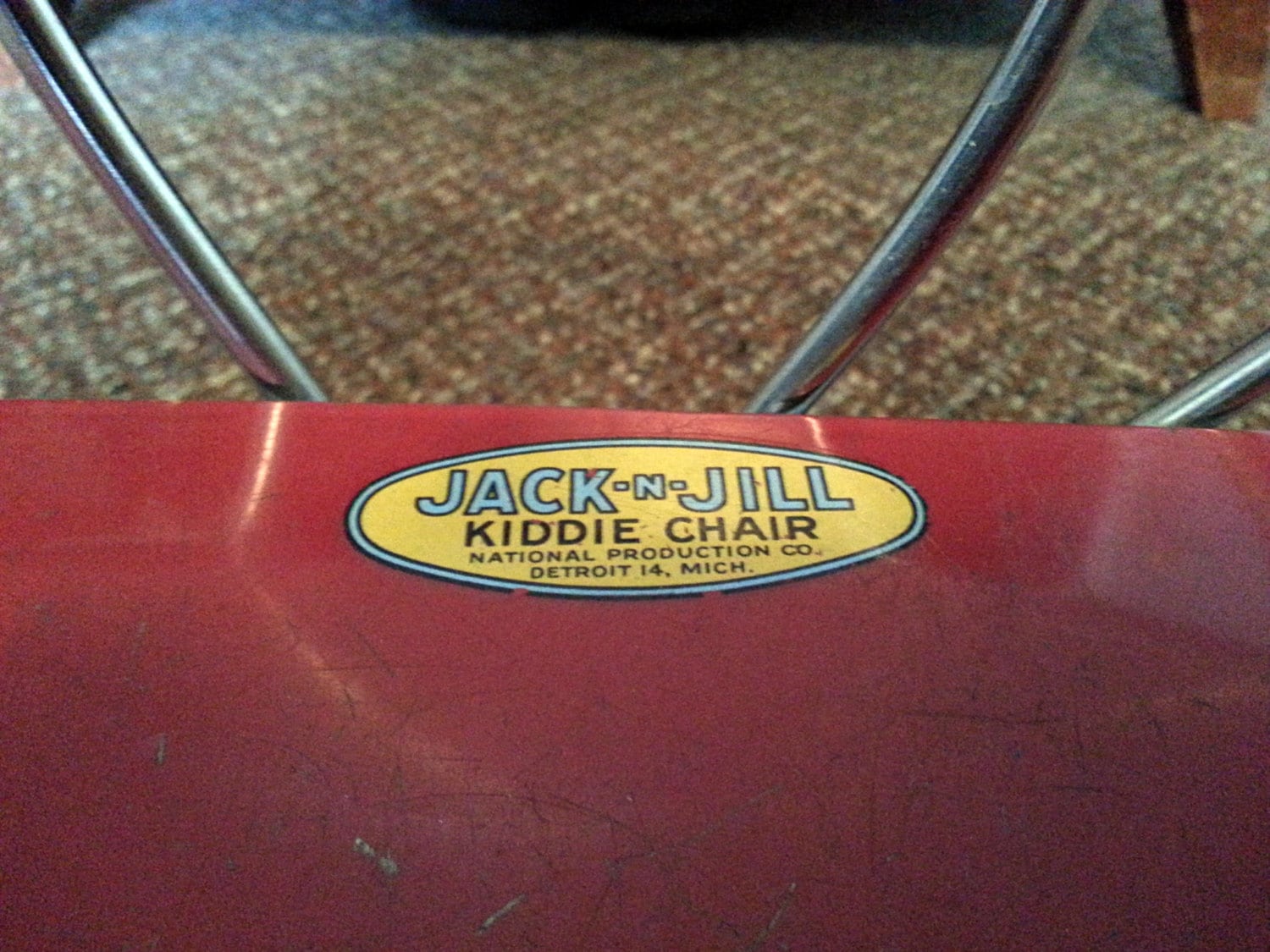Vintage Jack and Jill Children’s Booster Chair – Chrome and Red Metal ...