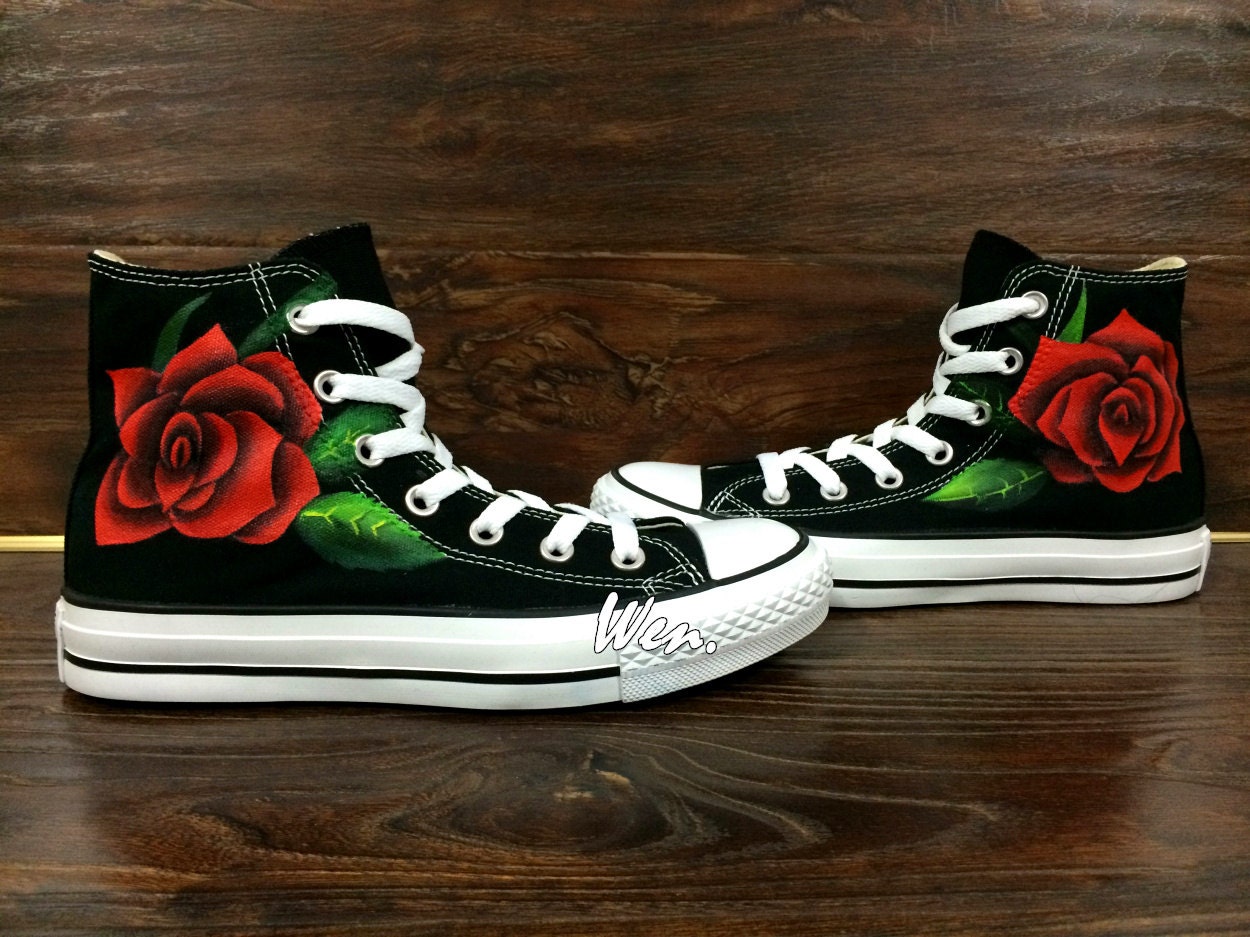 WEN Original Design Red Rose Converse Design Rose by WenWenStudio