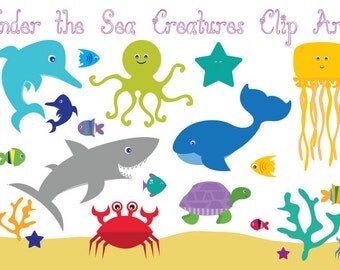 Sea Creatures Clip Art , Under the Sea Clipart , Ocean Animals Clip Art ...