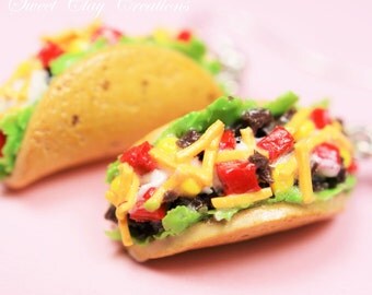 Crispy Taco Earrings Miniature Food Jewelry Polymer Clay