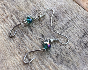 Wire wrapped fish hook pendant nautical by Oceanaluredesigns