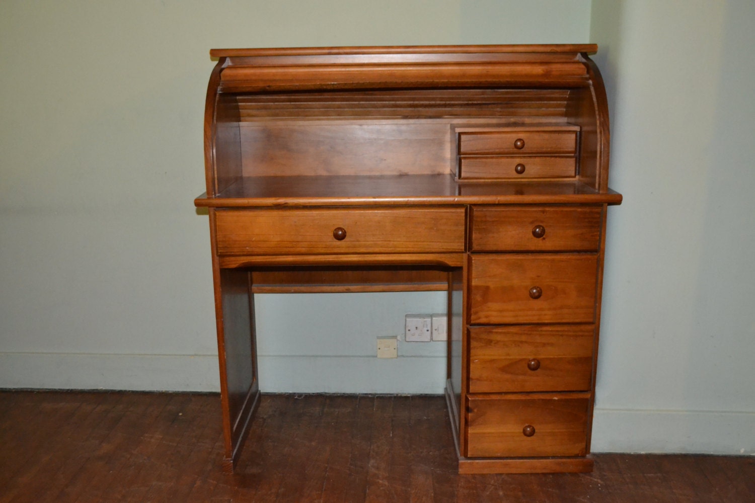 Pine Roll Top Bureau Writing desk-We Can Deliver – Haute Juice