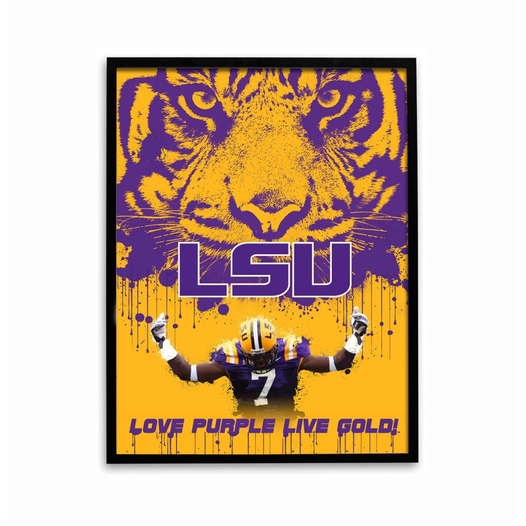 LSU Tigers Love Purple Live Gold 24x18 Football Poster
