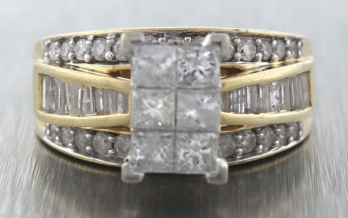 14K Yellow Gold 1.75ctw Diamond Invisible Set Engagement Wedding Ring 8 ...