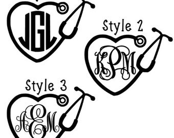 Stethoscope Monogram Decal