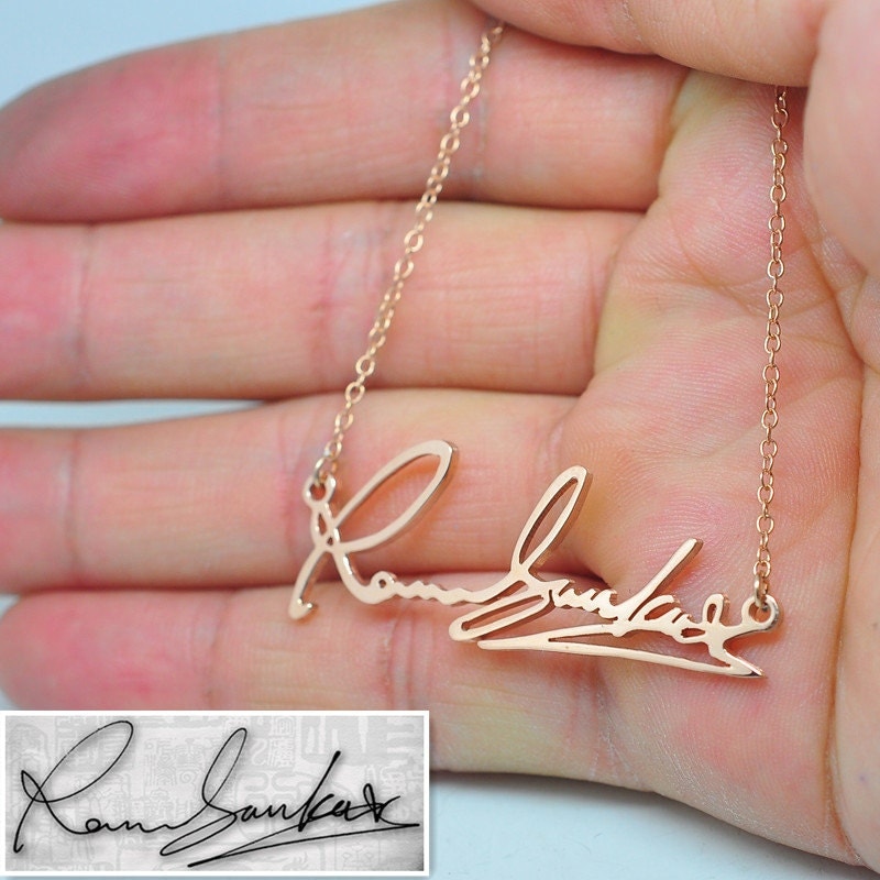 Rose Gold Signature Necklace Personalized Nameplate Pendent