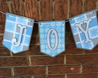 Christmas Joy Banner * Blue and Silver Christmas* Ice Christmas ...
