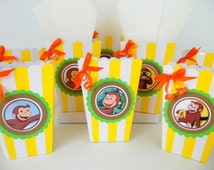 10 Curious George popcorn boxes...party favors... goodie bags.. SET OF 10