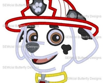 Paw Patrol Marshall inspired applique machine embroidery design 5 x7 size