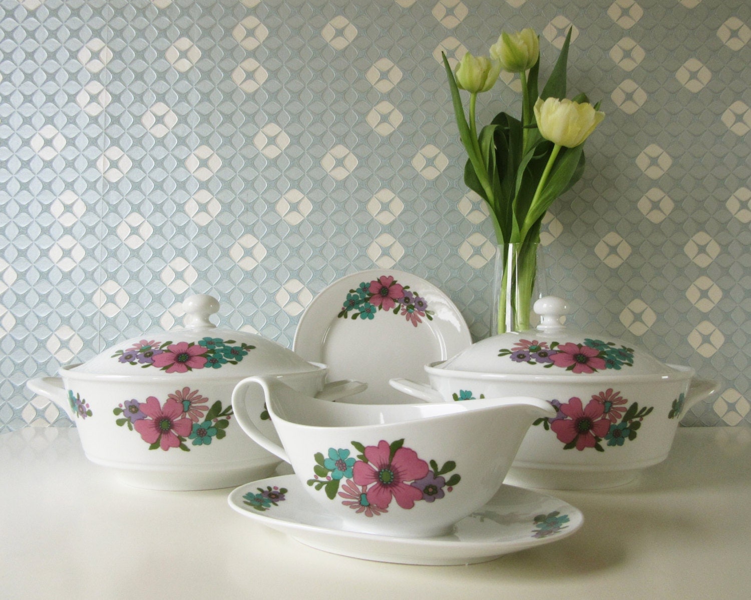 Vintage Tableware by Seltmann Weiden Germany with pretty Pink Floral ...