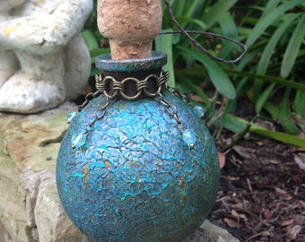 Glass Potion Bottle with Leather Strap by HouseEarleDesigns