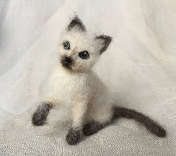 Siamese Kitten Needle Felted Wool Cat by ClaudiaMarieFelt on Etsy