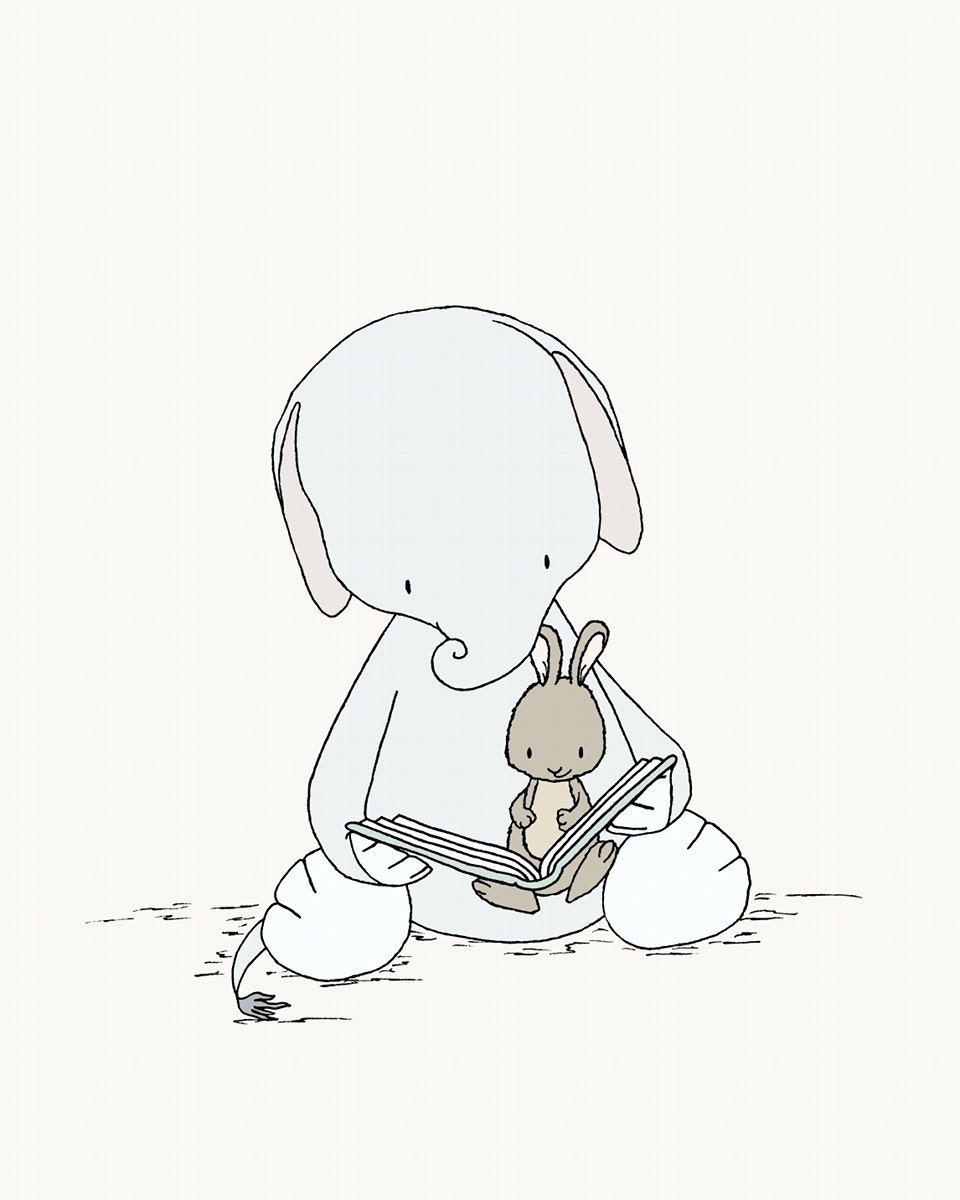 Elephant and Bunny Nursery Art Elephant and Bunny StoryTime