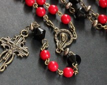 Unique red rosary related items | Etsy