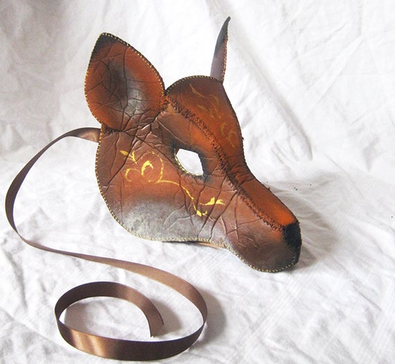 Items similar to Fox Mask - Handmade Mask Wearable Art Costume Reynard ...