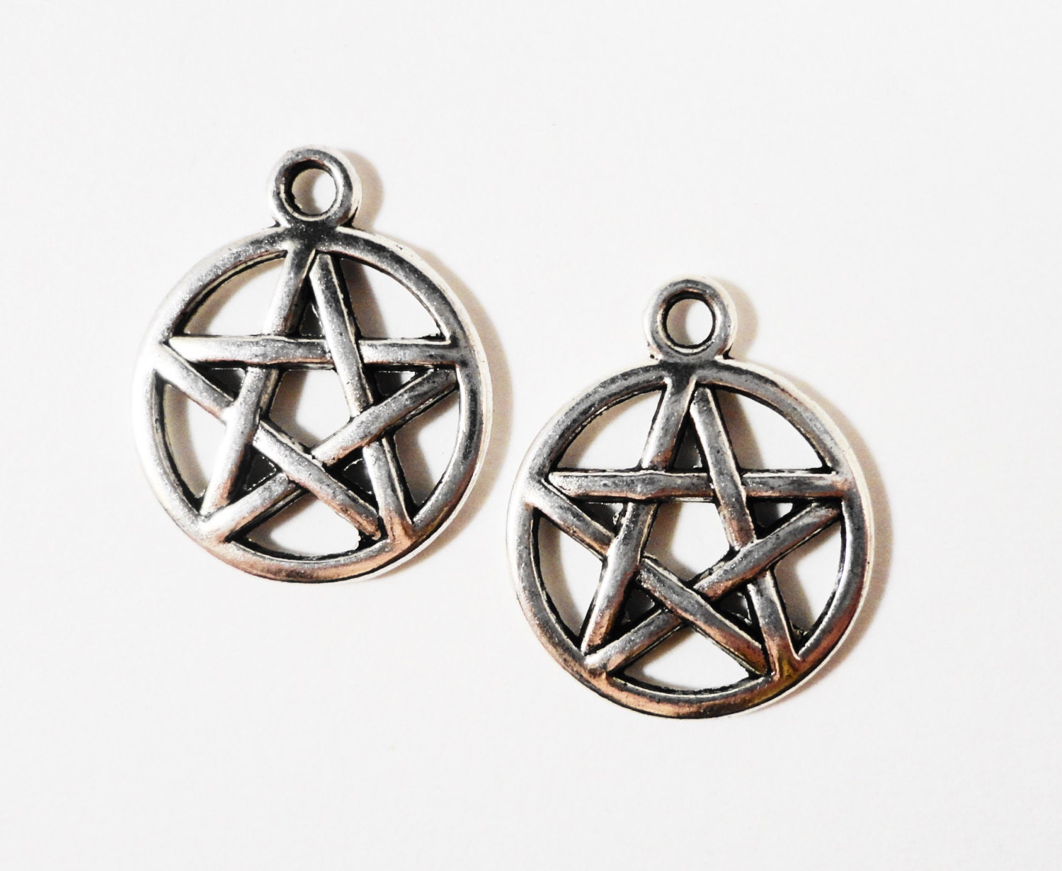 Silver Pentagram Charms 19x16mm Antique Silver Metal Wiccan
