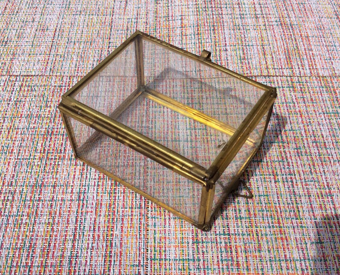 Brass and Glass Wall Hanging Trinket Terrarium Jewelry Display Gift Box ...