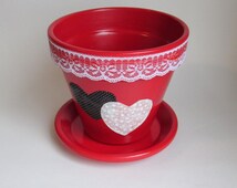 Popular items for heart flower pot on Etsy