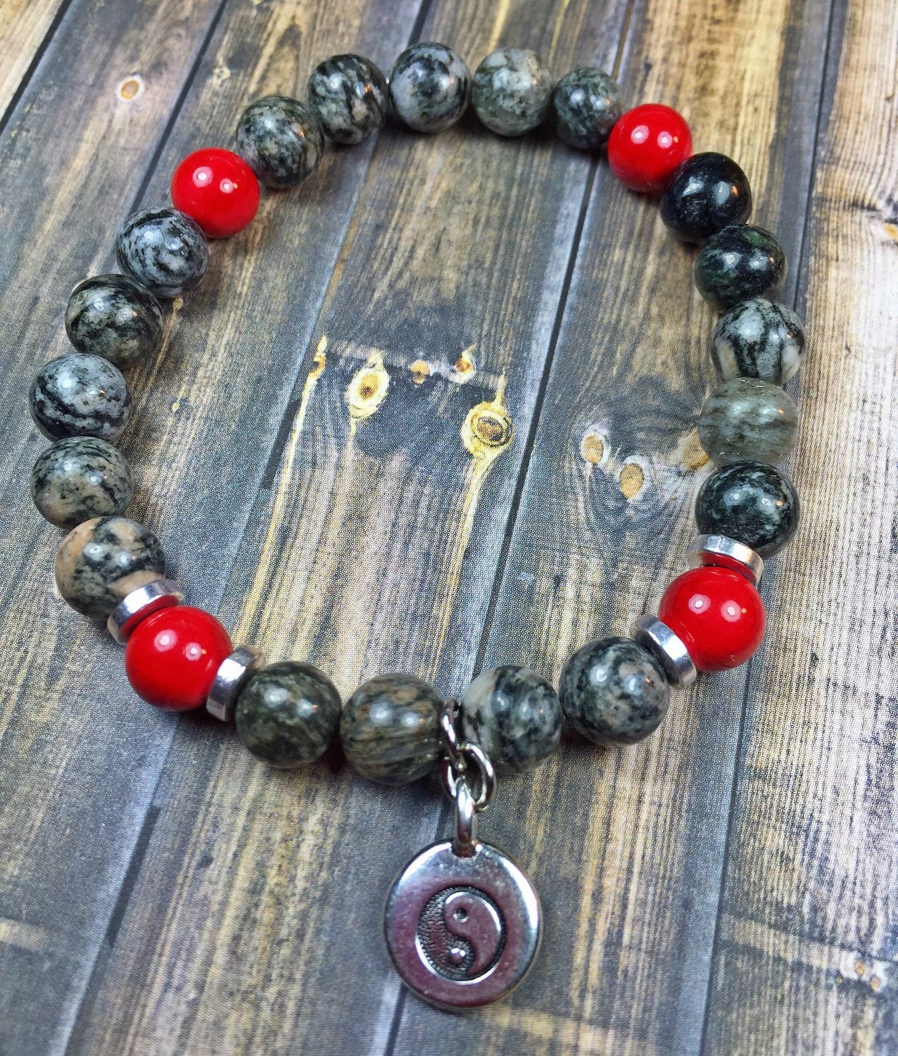 Men's or women's Yin and Yang bracelet mens bracelet by SJIJewelry