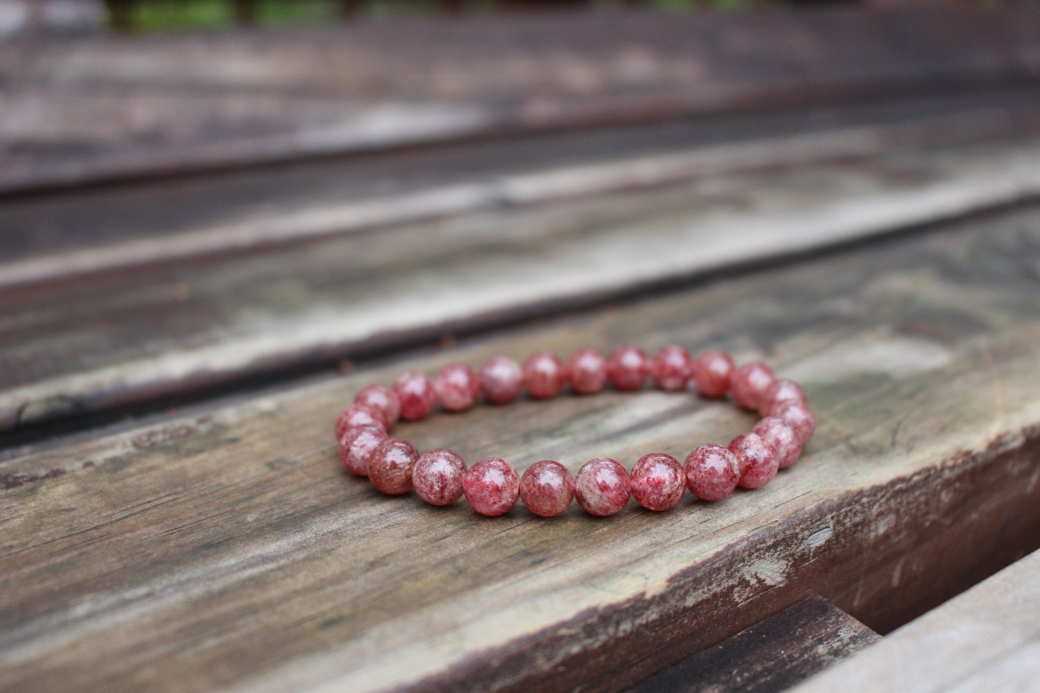 Genuine Strawberry Quartz Bracelet – Maroon Bracelet, Red Jewelry, Red ...