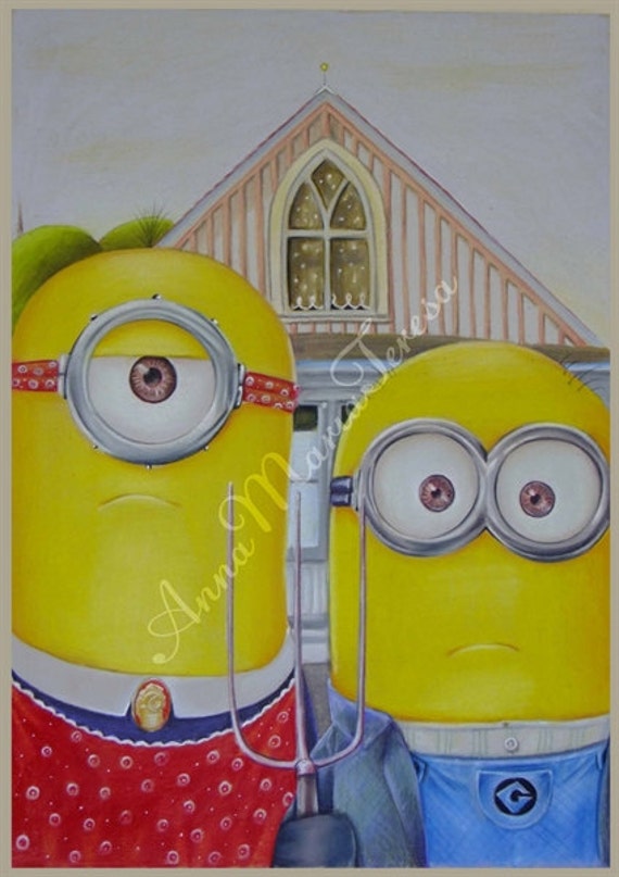 Minions American Gothic Art Print.