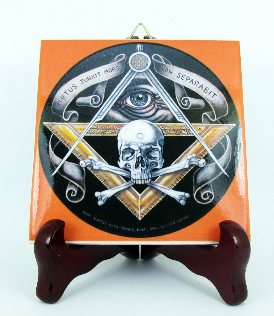 Skull and Bones with square and compass Masonic by TerryTiles2014