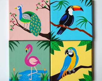 Flamingo painting | Etsy