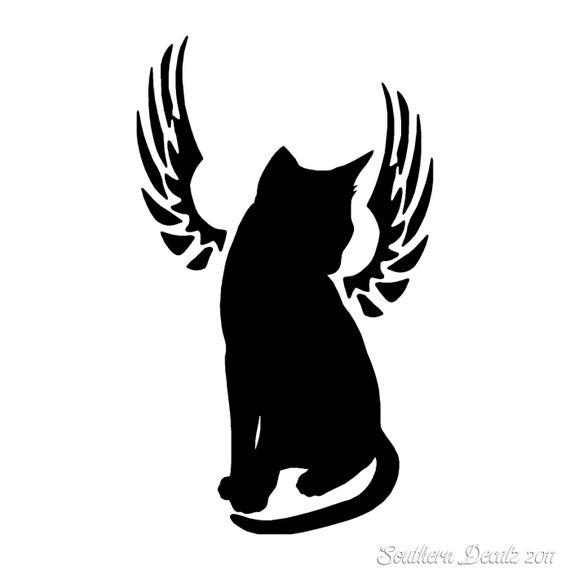 Angel Cat Memorial Wings Vinyl Decal Sticker 3.75