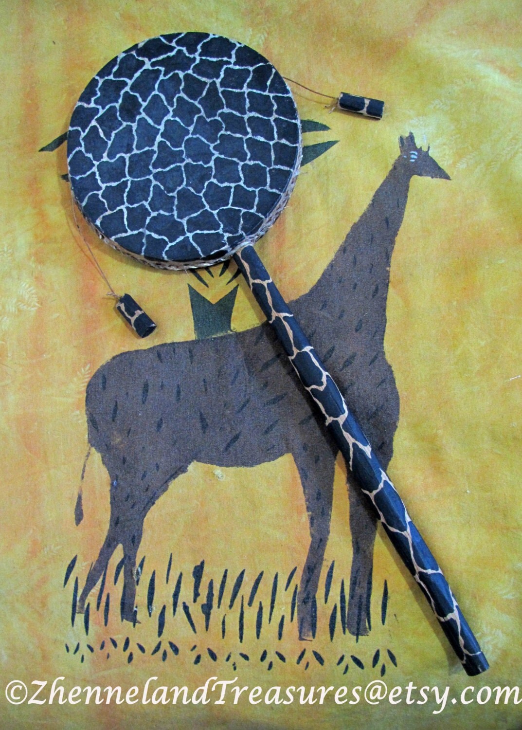 African Hand Held Shake Rattle Drum/ Traditional Tribal