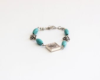 Items similar to Red Howlite Flower - Bracelet - Wire Wrapped - Copper ...