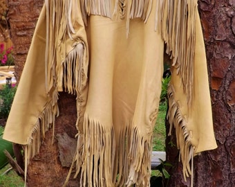 Deerskin Long Shirt Mens XL Native American by SpottedEagleArt