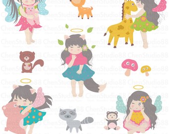 Forest Friends Clip art and Digital paper set