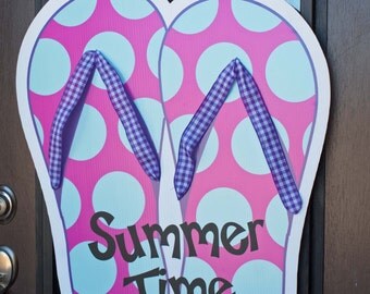 Spring Door Hanger or Yard Sign - Flip Flops, Summer Sign, Flip Flop ...