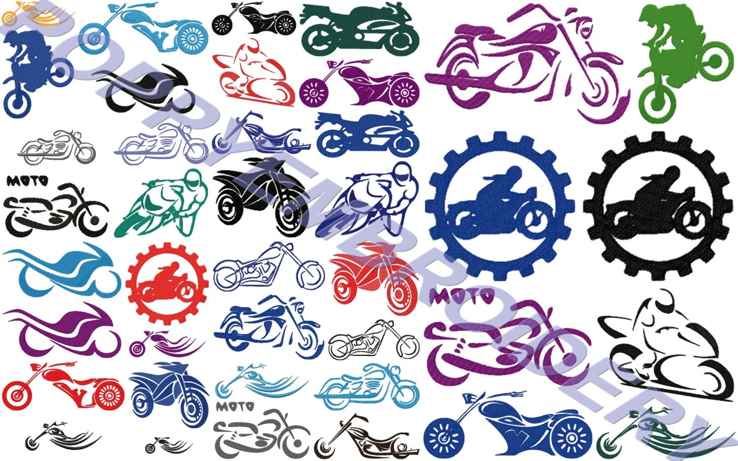 MOTORCYCLE biker embroidery machine designs / motifs moto