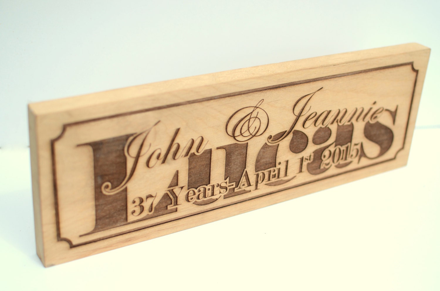 Personalized Laser Engraved Family Name Sign Plaque Wedding