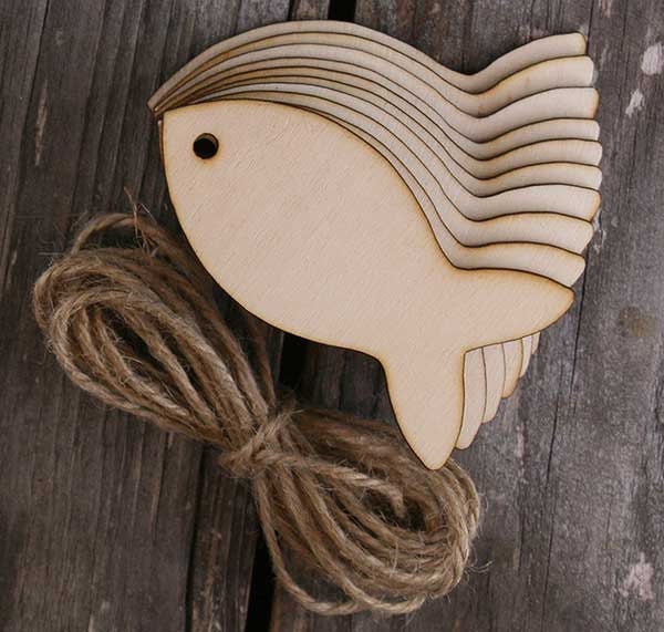 10x Wooden Simple Basic Fish Craft Shape 3mm Ply