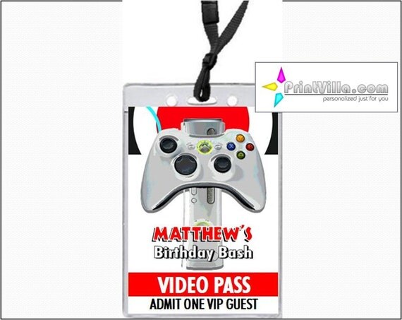 xBox Video VIP Pass Birthday Party by PrintVillaInvites on Etsy