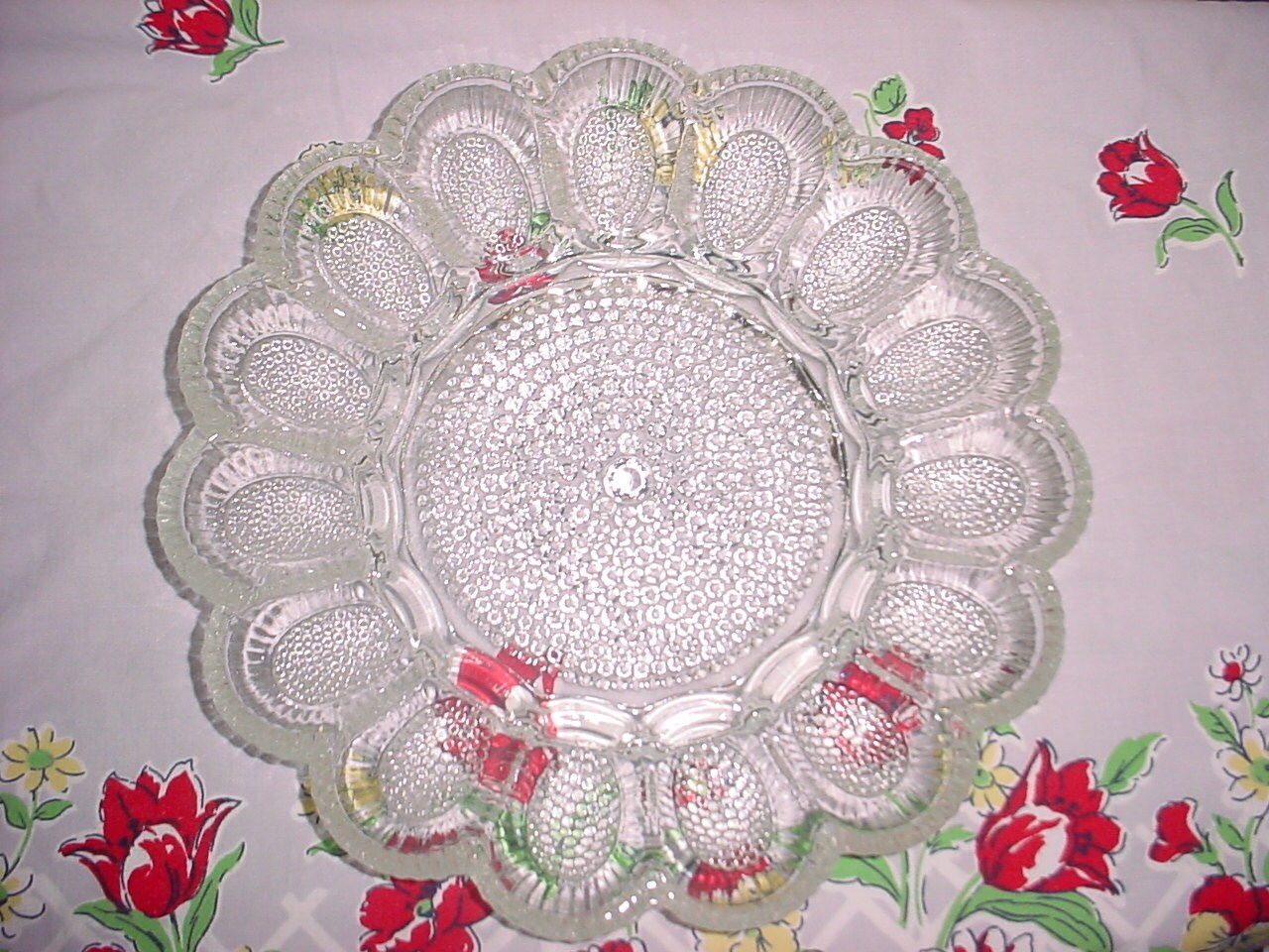 Vintage Hobnail Deviled Egg Plate Clear Glass; Oyster plate; Egg ...