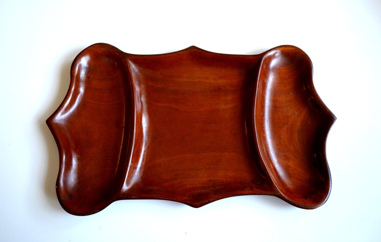 Vintage Mid Century Divided Wood Tray , Handcrafted in Haiti, 1950 ...