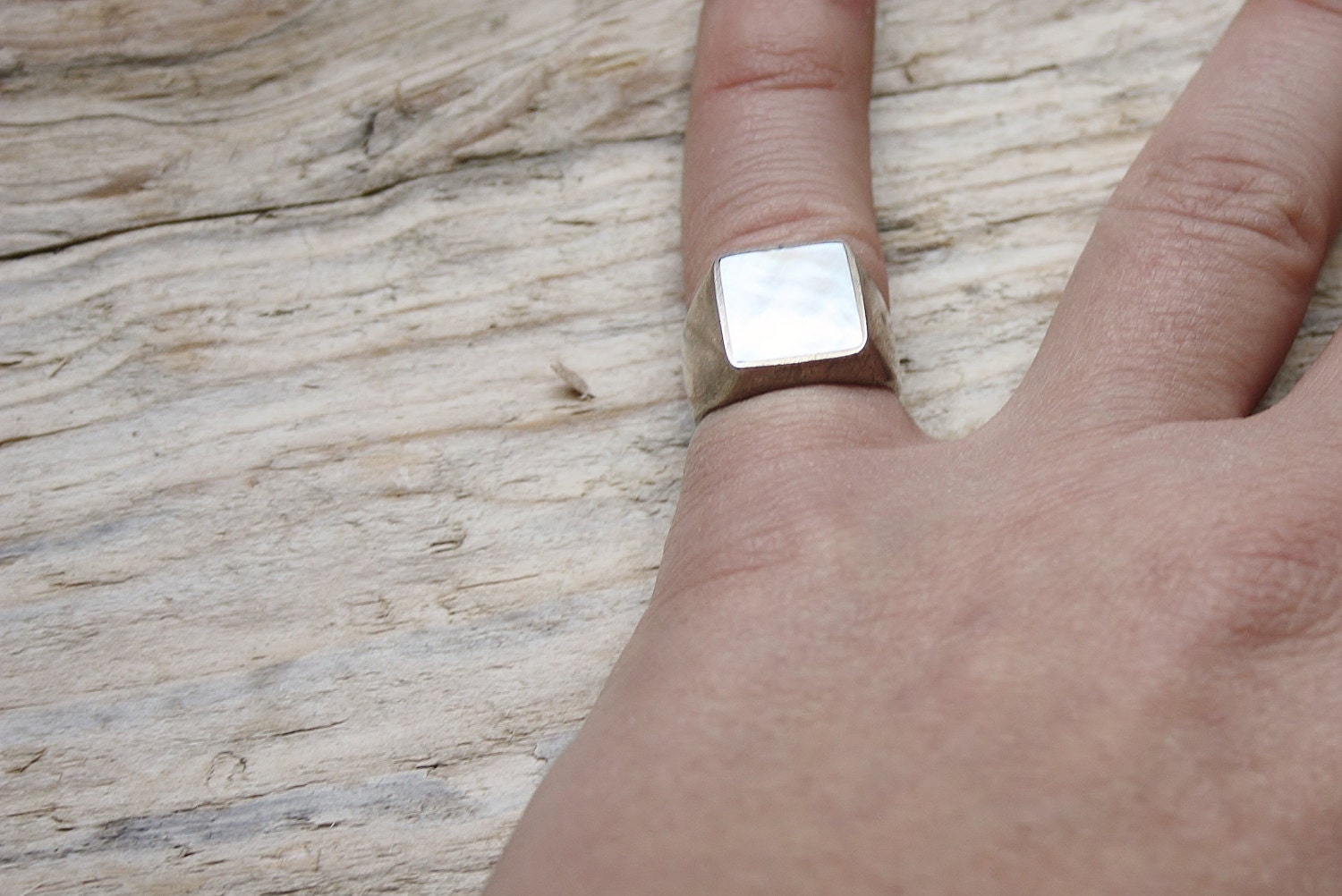 Anello da mignolo in argento 925% con madreperla