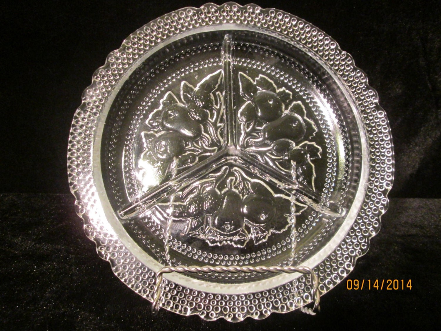 Imperial Glass 1930’s Intaglio Fruit Pattern Clear Glass Plate Grill ...