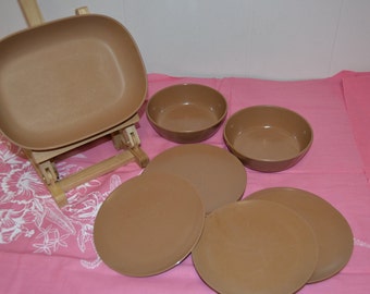 Vintage 1950's Texas Ware Brown Melamine/Melmac Dishes