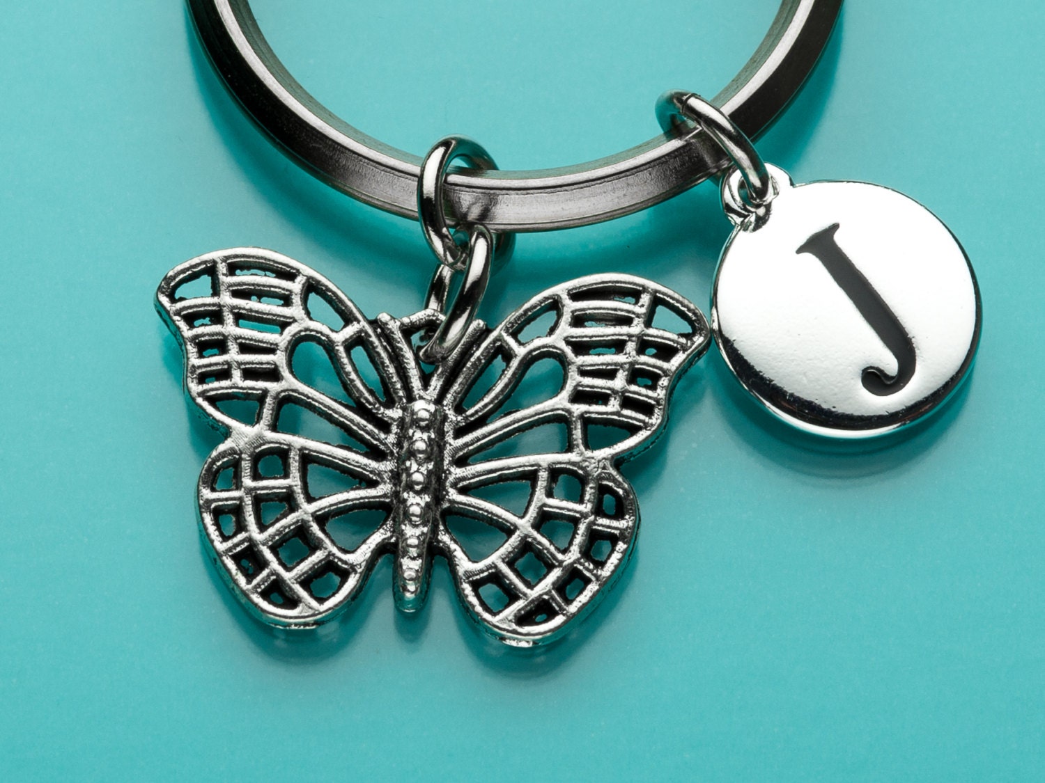 Butterfly Keychain Modern Butterfly Key Ring Initial