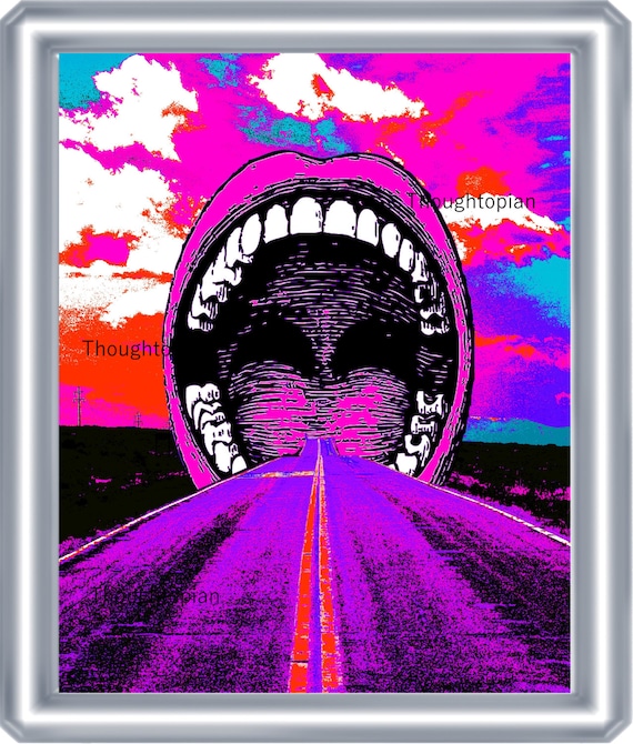 Psychedelic Mouth Art Print 8 x 10 Trippy Road Leading into