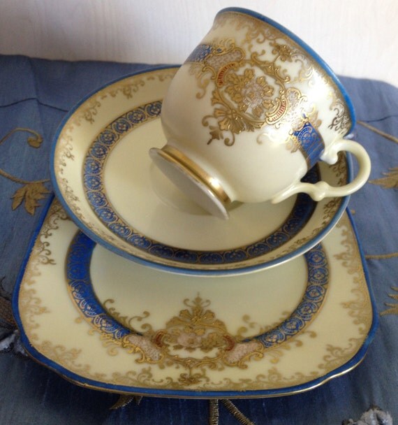 Ornate 1930s Trio in Meito China Hand by florenceforeverfinds