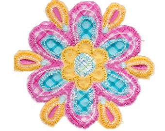 Cute Flower Applique Machine Embroidery Designs 4x4 5x7 & 6x10