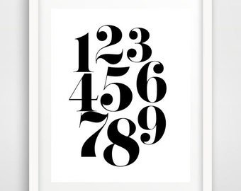 Items similar to Numbers Chalkboard Print on Etsy