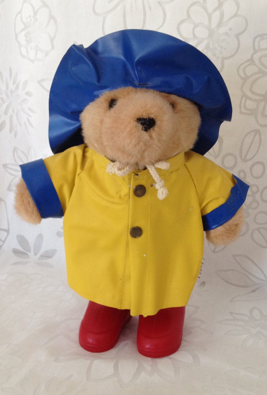 Paddington Bear Plush Eden Toys 1988 Yellow Rain Coat and Red
