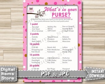 Baby Shower What's In Your Purse Printable Bee Printable